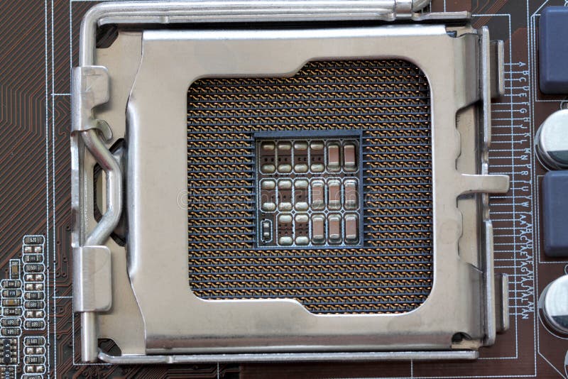 Socket Electronics Components on PC Computer Mainboard. Stock Image ...