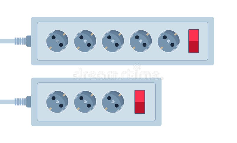 Socket Extension Cord. Electric Power Outlet Plug. Power Strip. Vector ...