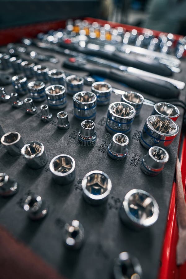 Socket Heads and Wrenches Lying in a Kit Stock Photo - Image of ...