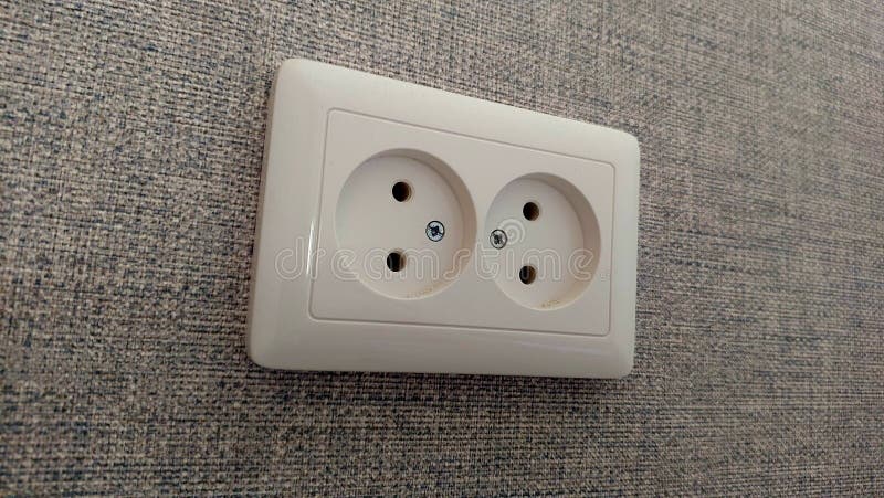 Socket after Home Renovation, Double Socket Made of White Plastic of ...