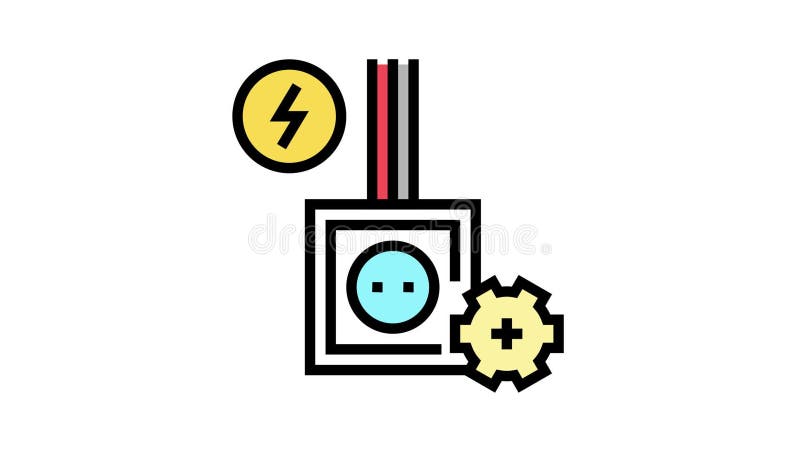Socket Installation Line Icon Animation Stock Video - Video of ...