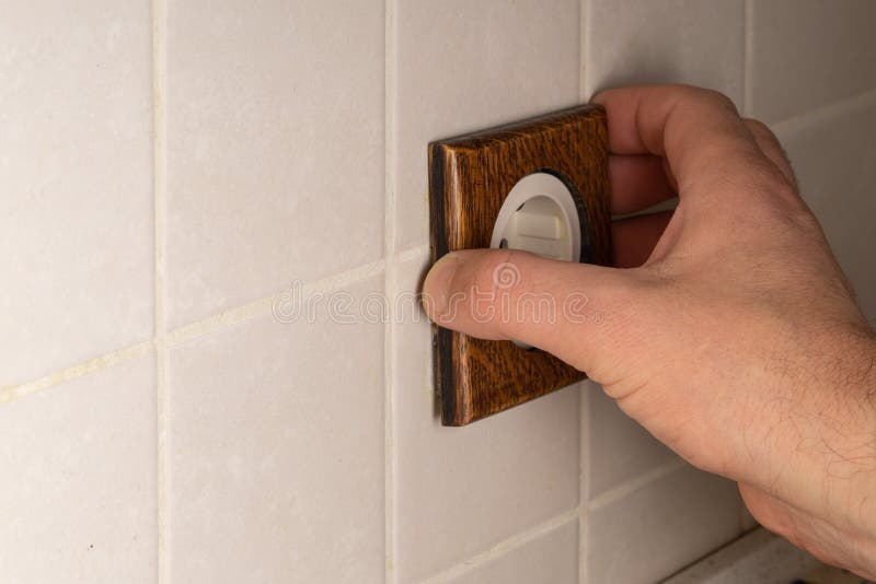 Socket Installation. a Master Electrician Installs an Electrical ...