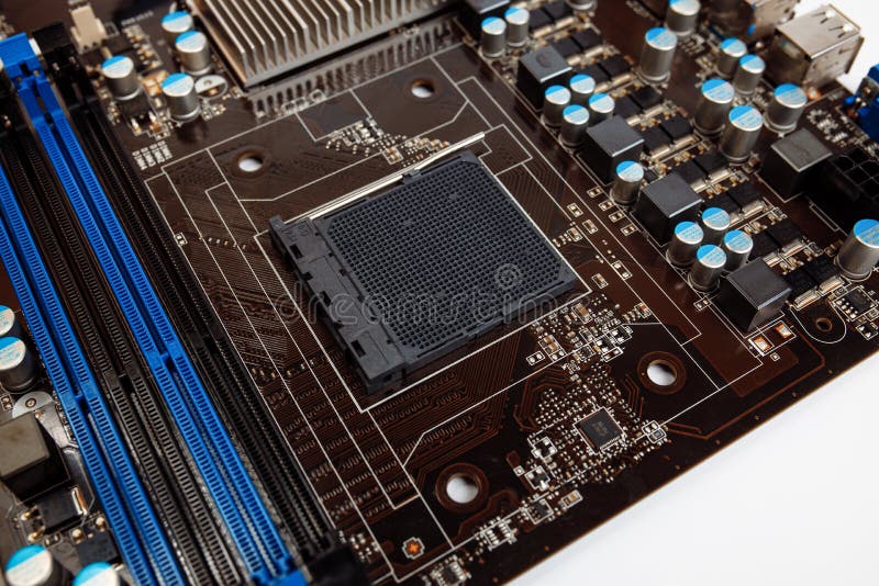 Socket AM3 Motherboard Isolated on White Background Stock Image - Image ...