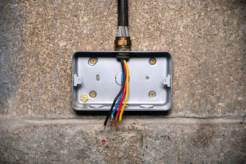 Socket Placed on Wall with Wires Coming through Ready for Socket To Be ...