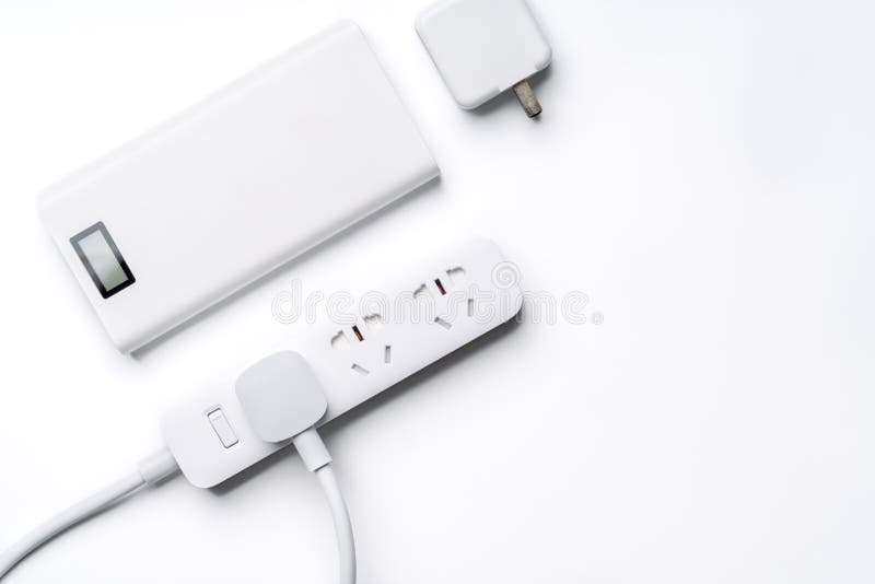 Socket Plug Electric Power Bank and Wire White Color Isolate. Save ...