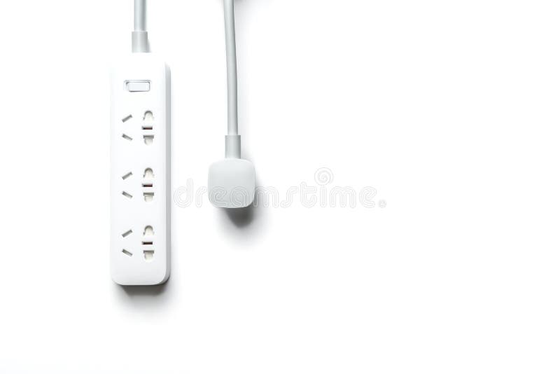 Socket Plug Electric Power Bank and Wire White Color Isolate. Save ...