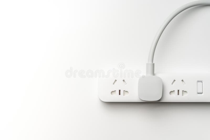 Socket Plug Electric Power Bank and Wire White Color Isolate. Save ...