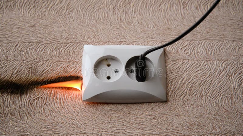 The Socket and Plug of the Electric Wire Light Up. Stock Footage ...