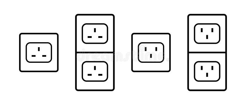 Socket Plug Icon Vector Set. Electrical Socket Types a and G Symbol ...