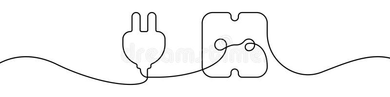 Socket, Plug Line Continuous Drawing Vector. One Line Socket Vector ...
