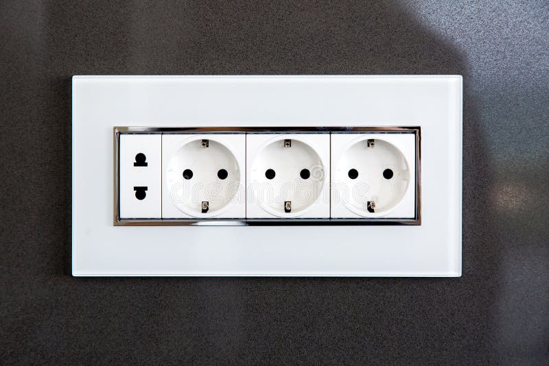 Socket with Plugs Type a Plug and Type F Plug. Stock Image - Image of ...