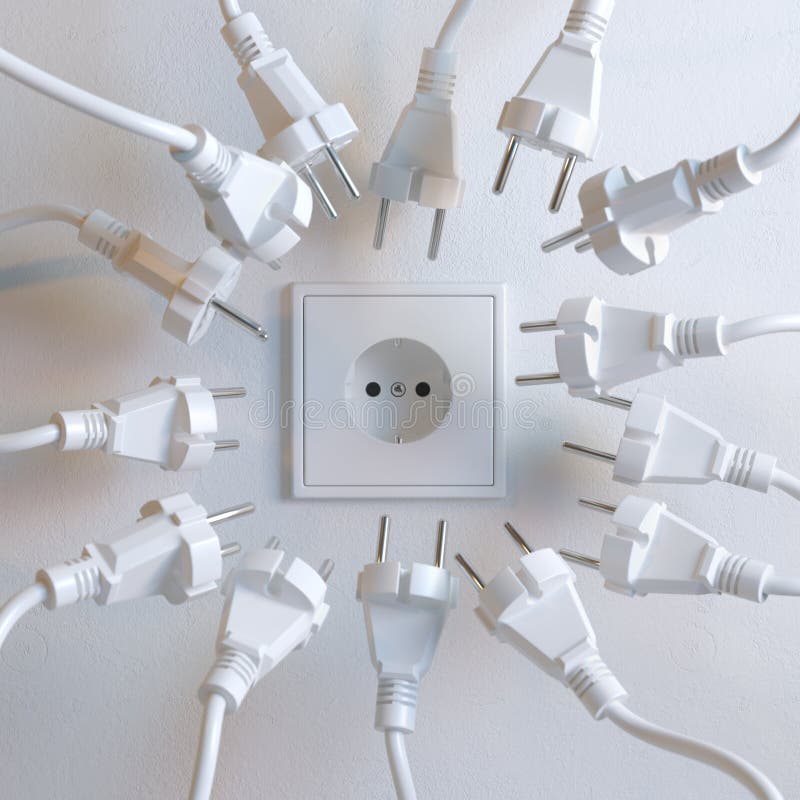 Socket and Plugs in White Interior Stock Illustration - Illustration of ...