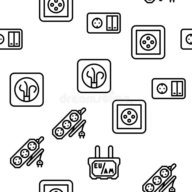 Socket Power Electrical Accessory Vector Seamless Pattern Stock Vector ...
