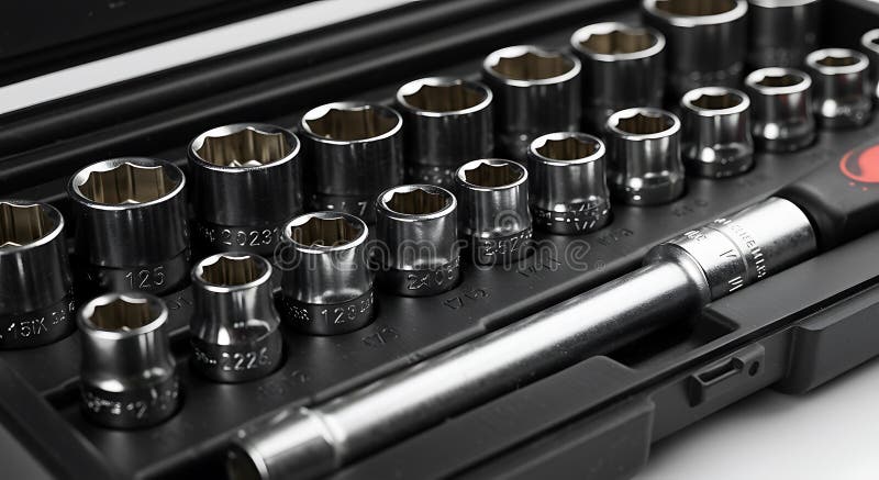 Socket Set with Extension Bar in Plastic Case for Repairing Stock Photo ...