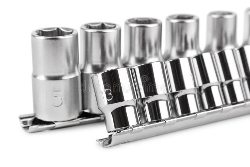 Socket Set on the Rail, Auto Mechanic Tools on a Light Background Stock ...