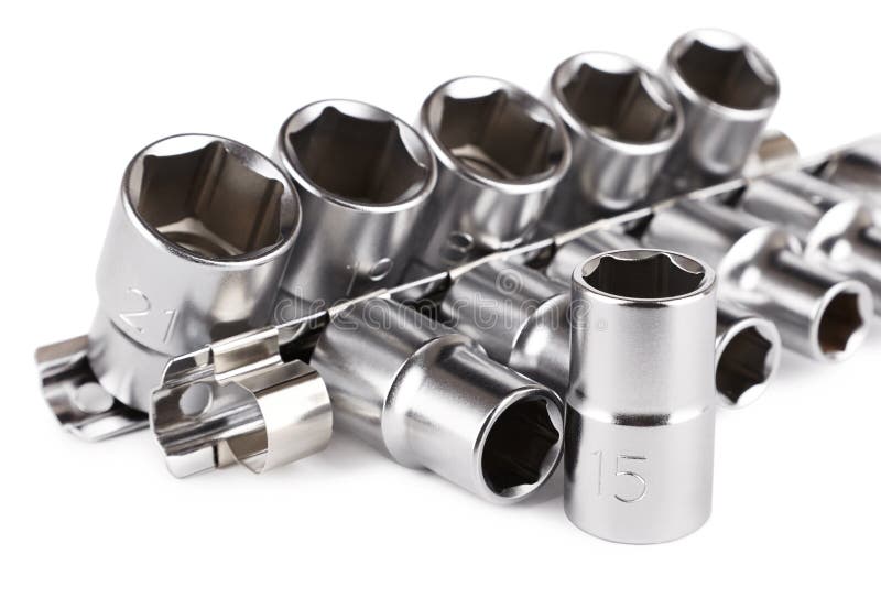 Socket Set on the Rail, Auto Mechanic Tools on a Light Background Stock ...
