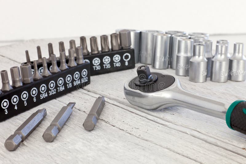 Socket Set with a Socket Spanner or Wrench Stock Photo - Image of ...