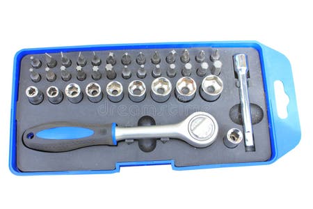 Close Up of Socket Set in Tool Box Stock Photo - Image of extender ...