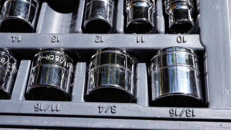 Socket Set in Tool Box for Repair Works Stock Video - Video of ...