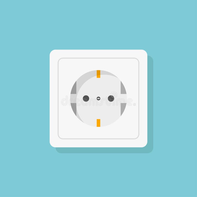 Socket with Shadow on Blue Wall. European Socket Technology Stock ...