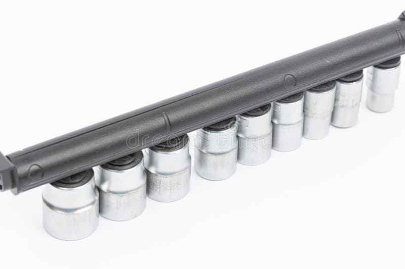 Socket Spanner Wrenches Isolated on White Background. Metal Tools ...