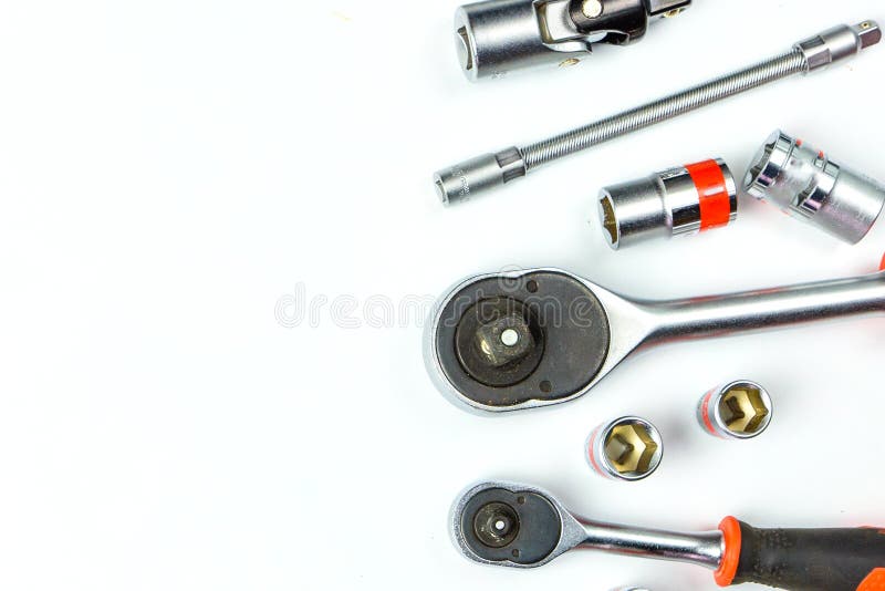 Socket Spanner Wrenches on White Background for Mechanical Tools Stock ...