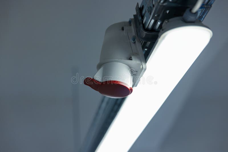 Socket Suspended on the Technical Ceiling with Three-phase Stock Image ...