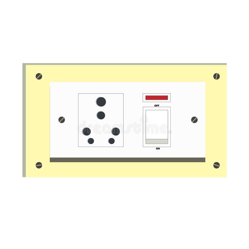 Electrical Socket with a Switch and a Red Color Indicator Light Stock ...
