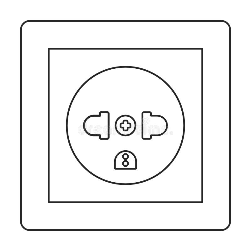 Socket of Switch Vector Icon.Outline Vector Icon Isolated on White ...