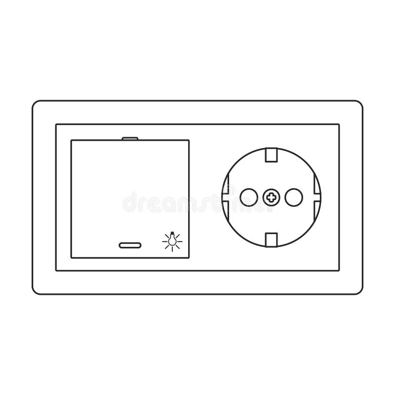 Socket of Switch Vector Icon.Outline Vector Icon Isolated on White ...