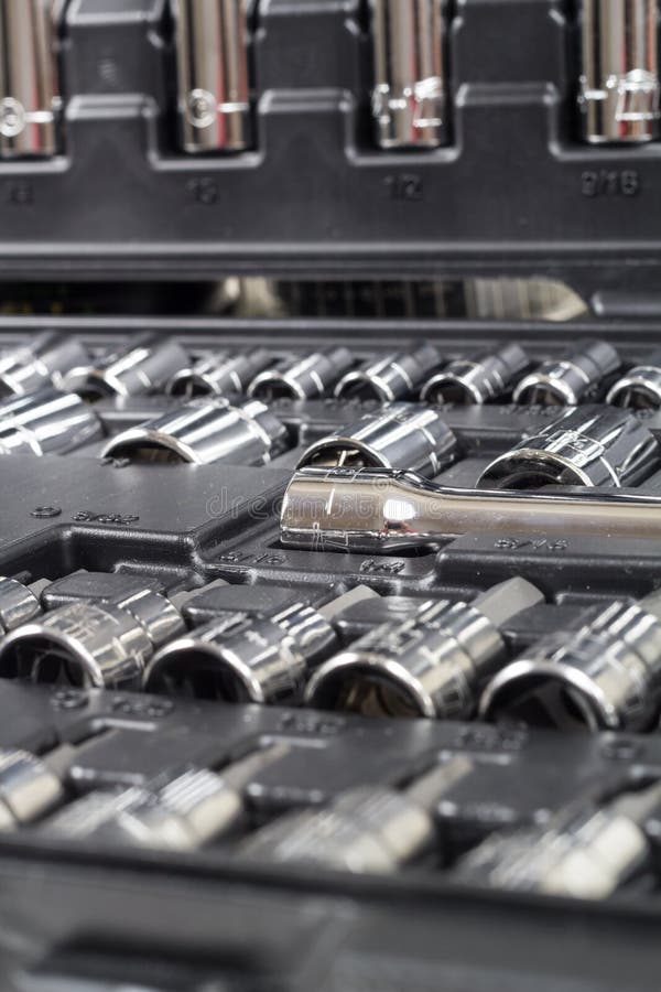 Socket and tool set stock image. Image of service, case - 37412387