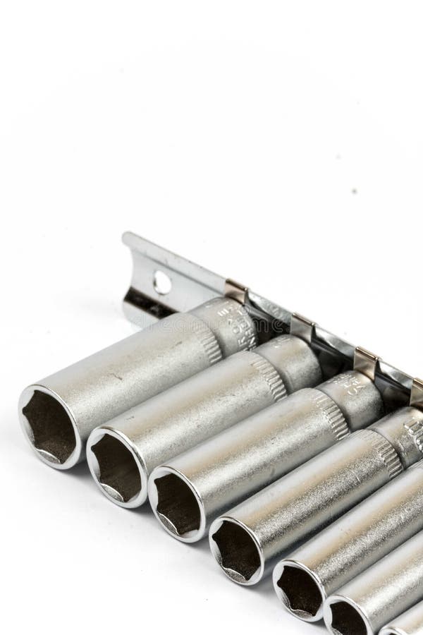 Socket Tools Set Over White with Copy Space Stock Image - Image of ...