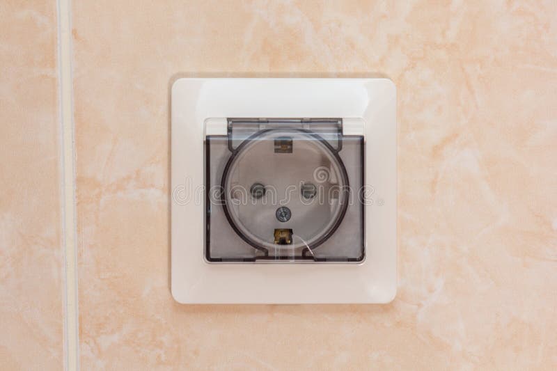 Socket for Two-pin Plug with Cover Stock Image - Image of protection ...