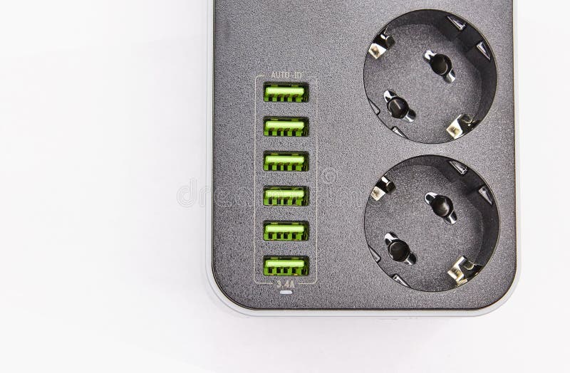 Socket with USB Port on White Background for Charging Phones and ...