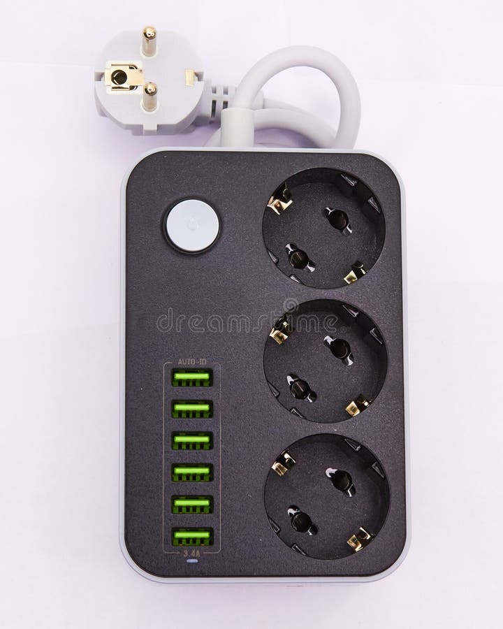 Socket with USB Port on White Background for Charging Phones and ...
