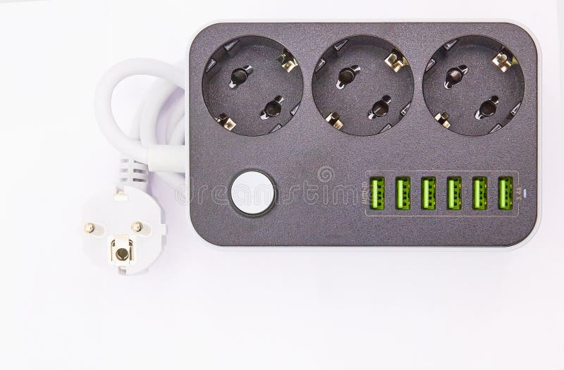 Socket with USB Port on White Background for Charging Phones and ...