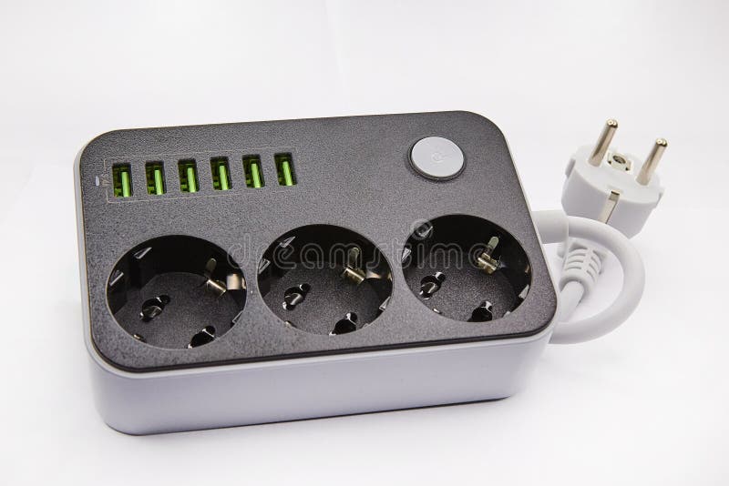 Socket with USB Port on White Background for Charging Phones and ...