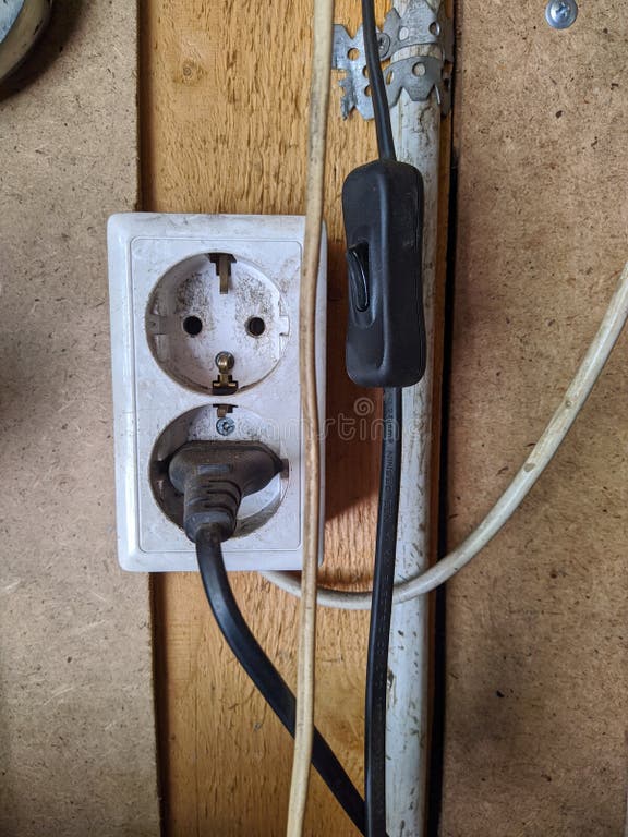 Socket with Wires in a Wooden Shed Stock Image - Image of fixture ...
