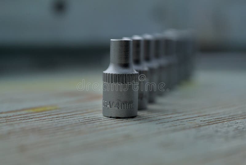 Socket Wrench Heads Standing in a Row Stock Photo - Image of tools ...