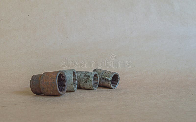 Rusty Socket Wrench Socket Isolated on Vintage Background Stock Image ...