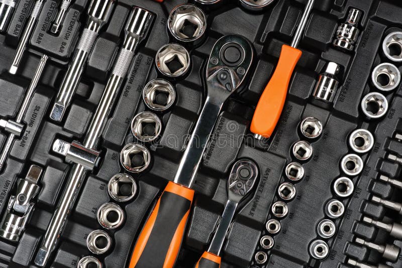 Socket wrench set stock photo. Image of toolbox, builder - 337523320