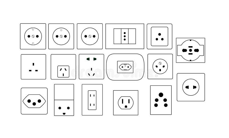 AC power plugs and sockets stock vector. Illustration of outlet - 68786614
