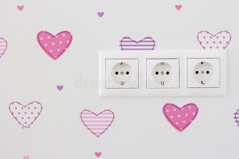Sockets on the Decorated Wall Stock Image - Image of sockets, close ...