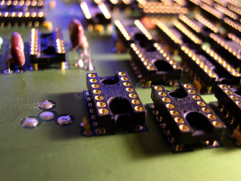 Sockets on a Large Electronics Board Stock Image - Image of bokeh ...