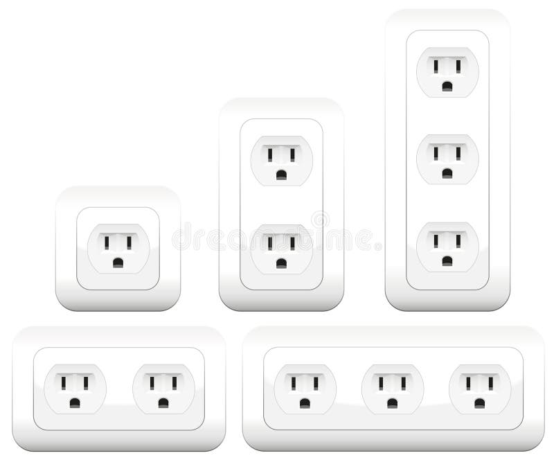 Sockets Outlets Variations Double Triple Stock Vector - Illustration of ...
