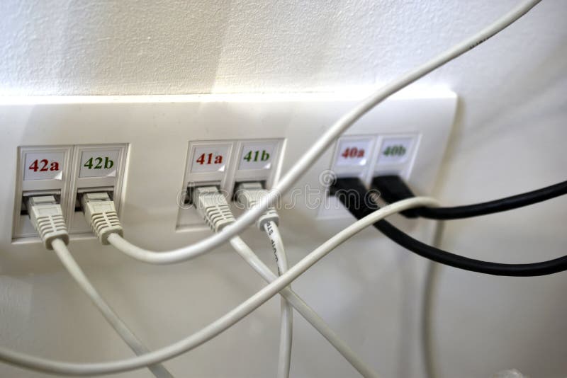 Sockets for Rj 45 Internet for Office with PC Stock Image - Image of ...