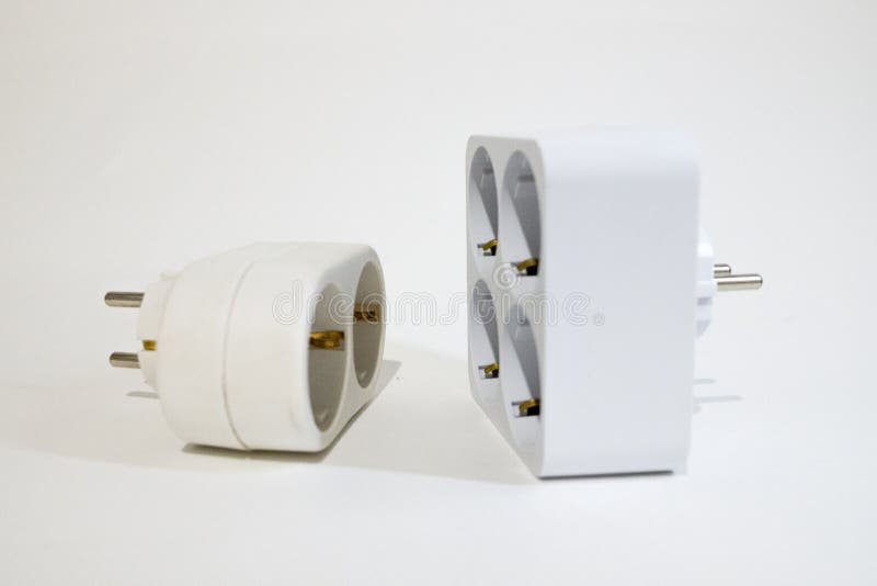 Sockets-splitters for Two and Four White Plugs Stock Image - Image of ...