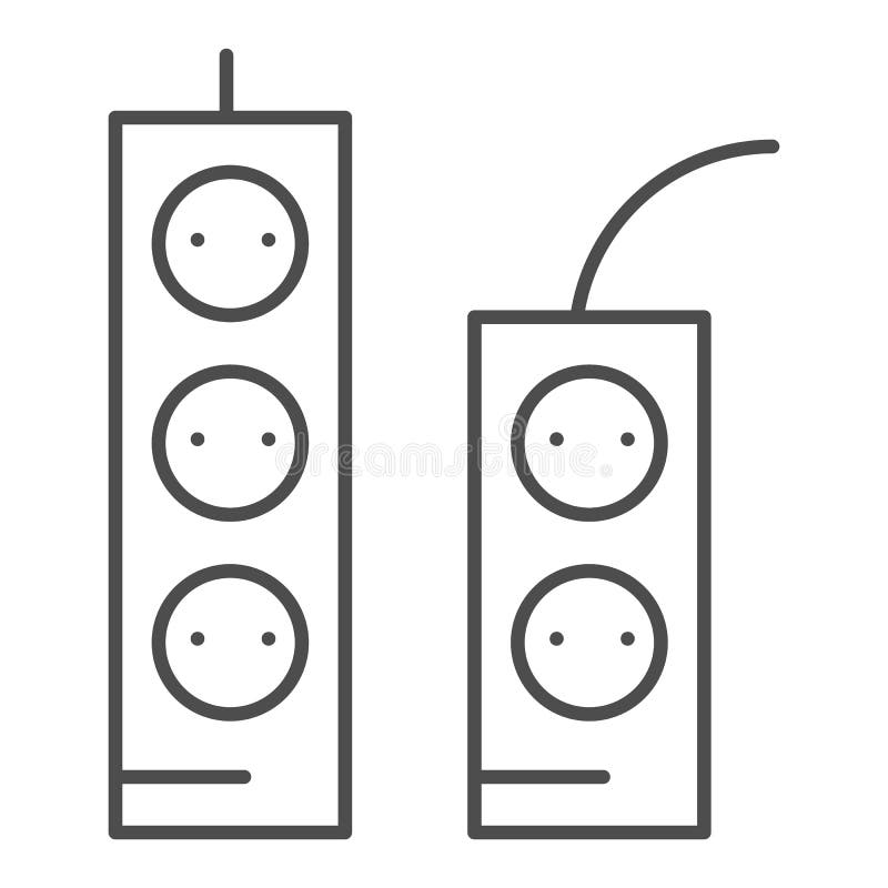 Sockets and Tees Thin Line Icon. Socket Extension Vector Illustration ...