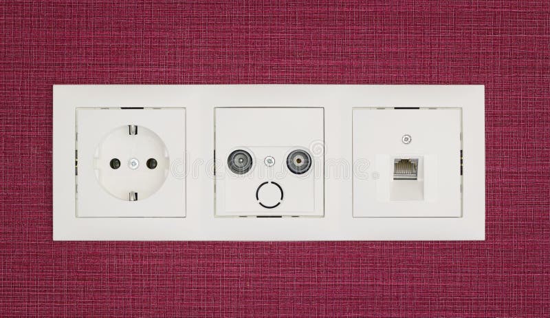 Sockets in the wall stock photo. Image of convenience - 58770296