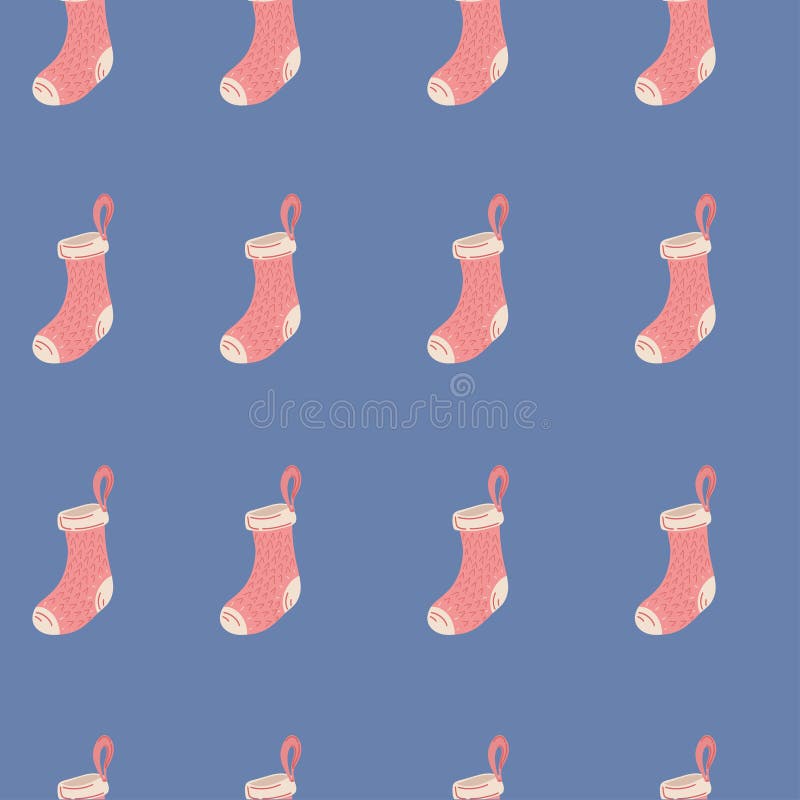 Socks Christmas Hand Drawn Seamless Pattern Stock Vector - Illustration ...